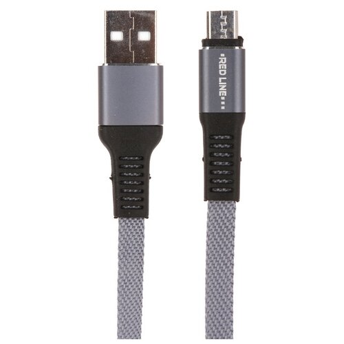 Кабель Red Line Flat USB - Micro USB, 1 м, серый