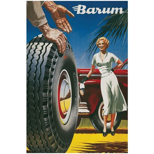 Постер / Плакат / Картина Автомобили - Автомобиль и шины Barum 40х50 см в раме