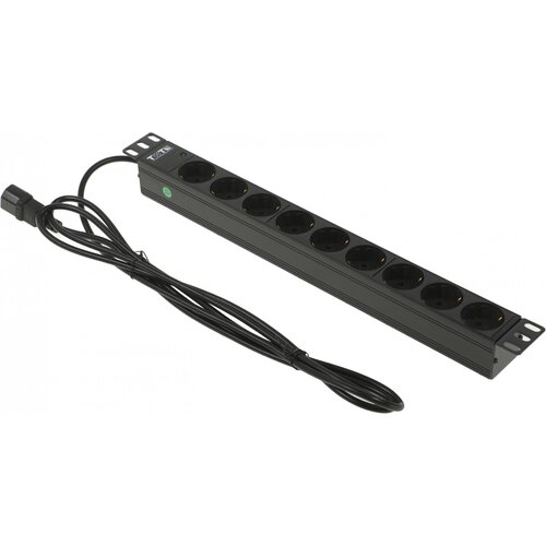 Блок распределения питания Lanmaster TWT-PDU19-10A9P4-3.0 гор. размещ. 9xSchuko базовые 10A C14 3м