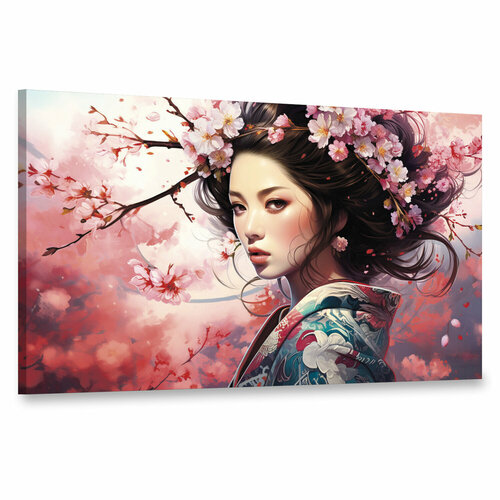 Интерьерная картина 100х60 "Традиционные кимоно: красота Японии"