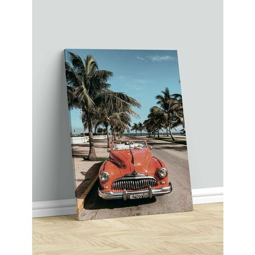 Картина на холсте "Куба. Ретро. Пальмы." с подрамником 50х70см.