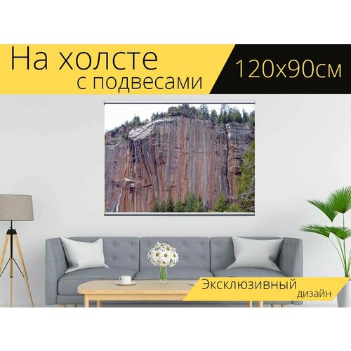 Картина на холсте "Каньон, камень, геологический" с подвесами 120х90 см. для интерьера