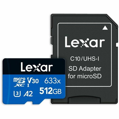 Карта памяти Micro SecureDigital 512Gb Lexar 633x SDXC class 10 (LSDMI512BB633A) + SD адаптер