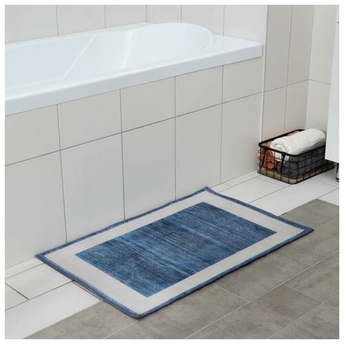 Коврик Доляна По домашнему, 50x80 см (5058287), 80х50 смдля ванной комнаты, синий