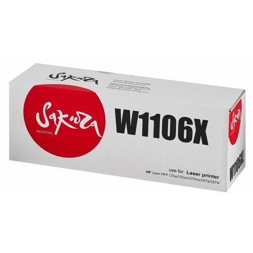 Картридж Sakura W1106X (106X) для HP Laser107a/107r/107w/135aMFP/135rMFP/135wMFP/137fnwMFP, черный, 2500 к.