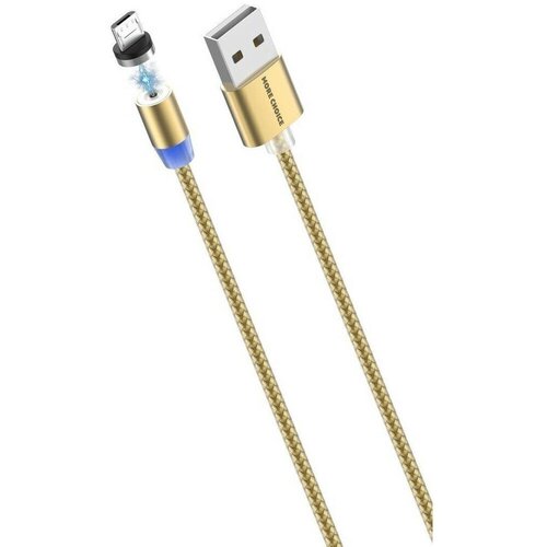 Дата-кабель Smart USB 3.0A для micro USB Magnetic More choice K61Sm нейлон 1м Gold