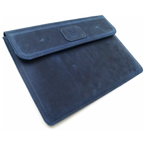 Кожаный Чехол J.Audmorr для ноутбука до 13.6" (Macbook 13, air/pro, m1, m2) синий, NewPort 13 Cobalt