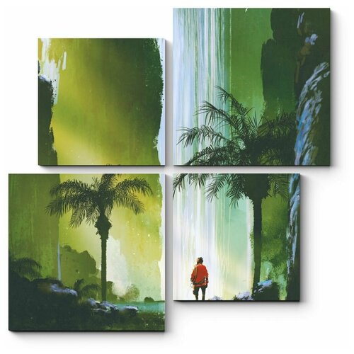Модульная картина Тропический водопад80x80