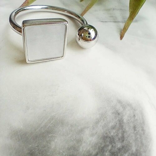 Печатка Кольцо женское бижутерия безразмерное, перламутр, искусственный камень, безразмерное, серый, серебряный