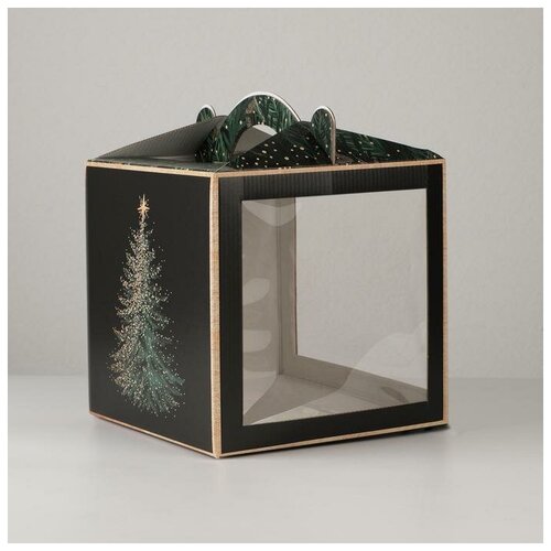Коробка кондитерская с окном, сундук, «Новогодняя посылка» 20 х 20 х 20 см, 5 штук