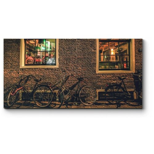 Модульная картина Велосипеды у кирпичной стены амстердамского паба 170x85