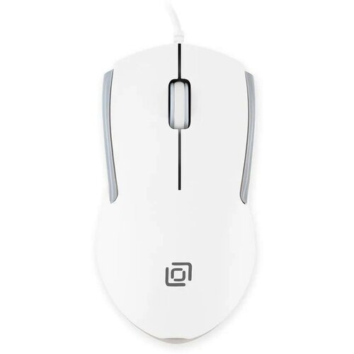 Мышь Oklick, мышь оптическая, мышь проводная, USB, мышь 1000 dpi, мышь белого цвета
