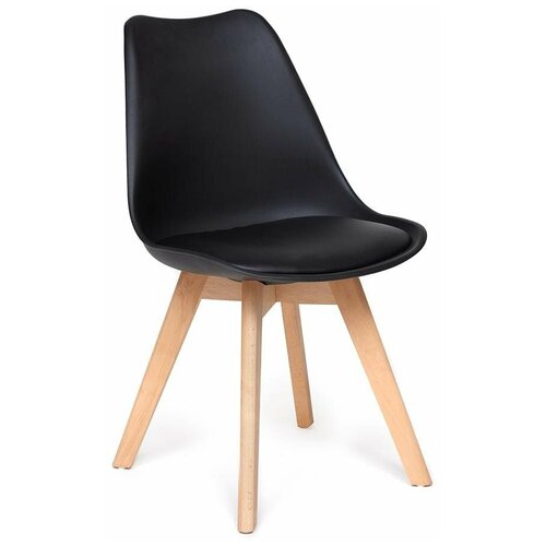 Комплект стульев Secret de Maison Tulip mod. 73, массив дерева/искусственная кожа, 4 шт., цвет: черный