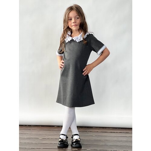 Школьное платье Бушон, размер 122-128, серый