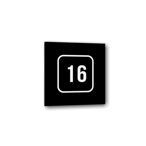 Табличка "16", Глянцевая линейка, цвет Черный, 10 см х 10 см