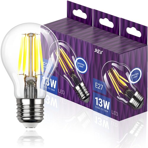 Упаковка светодиодных филаментных ламп 3 шт REV 32480 5, 4000К, Е27, FA60, 13Вт