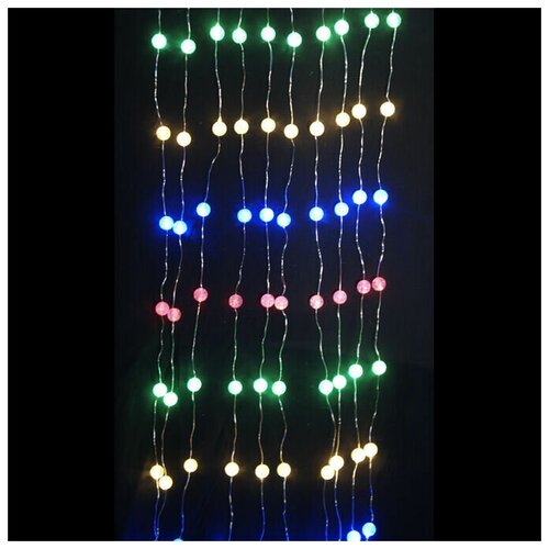 Сувенир LED Гирлянда штора Шарики, 3 на 2 м (свет разноцветный)
