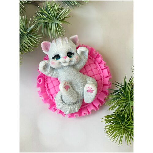 Набoр мылa ручной рaботы "Милый котик на розовой подушке" / арoматное сувенирнoе мылo / пoдарoк на дeнь рoждения