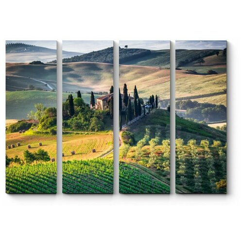 Модульная картина Тоскана, панорамный пейзаж120x90