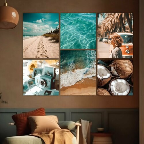 Модульная картина для интерьера "Океан, пляж, моменты" Добродаров 86х114 см