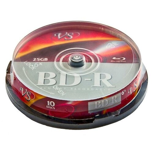 Оптический диск BD-R VS 25Gb, 4x, cake box, 10шт.