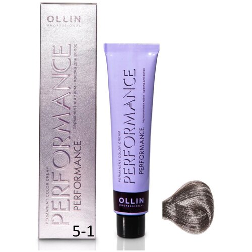 OLLIN Professional Performance перманентная крем-краска для волос, 5/1 светлый шатен пепельный, 60 мл