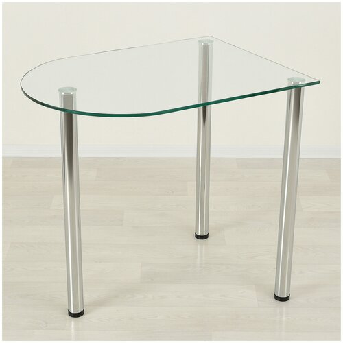 Стеклянный стол полуовальный Эдель 30-3 прозрачный/хром (800х600)