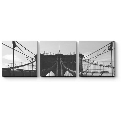 Модульная картина Линии черно-белого моста100x33