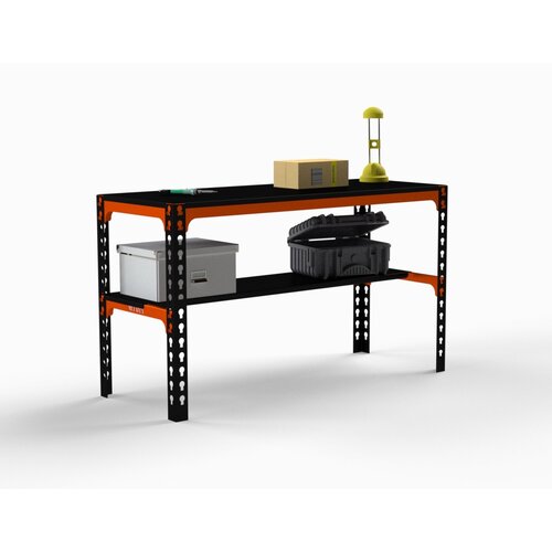 Стол металлический Metalex 750х1300х600 оранжево-чёрный