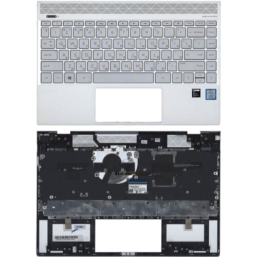 Клавиатура для HP Envy 13-AH Series, серебристая с серебристым топкейсом