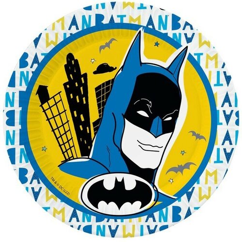 ND PLAY Набор бумажных тарелок Batman, жёлтый, 6 шт, 18 см
