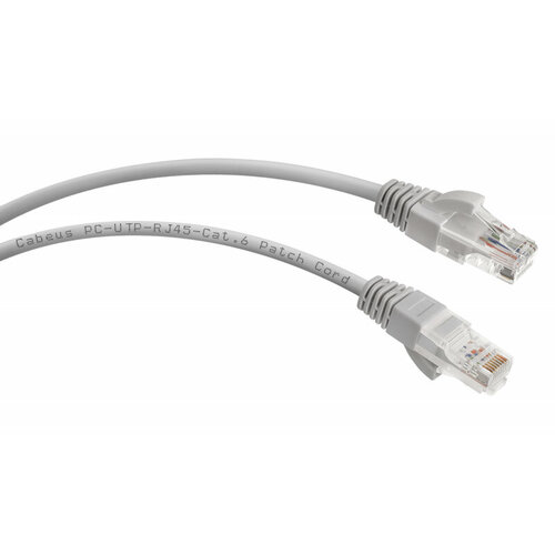 Патч-корд Cabeus U/UTP PC-UTP-RJ45-Cat.6-20m категория 6, 2xRJ45/8p8c, неэкранированный, серый, PVC, 20м