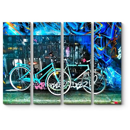 Модульная картина Велосипеды и граффити90x68