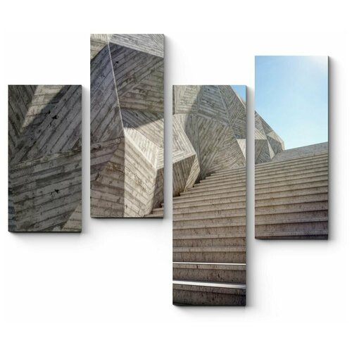 Модульная картина Элемент бетонной стены с лестницей вверх134x126