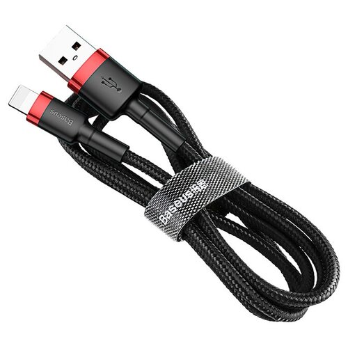 Кабель Baseus Cafule USB - Lightning 2.4А (CALKLF), 1 м, черный/красный
