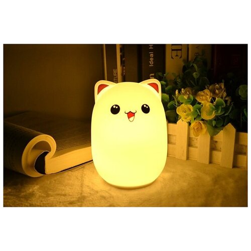 Ночник, светильник котик в детскую для сна ( силиконовый)
