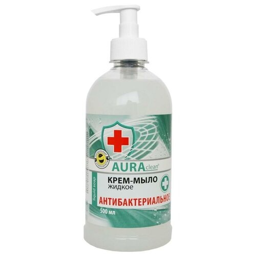 Aura clean крем-мыло жидкое Антибактериальное без аромата, 500 мл