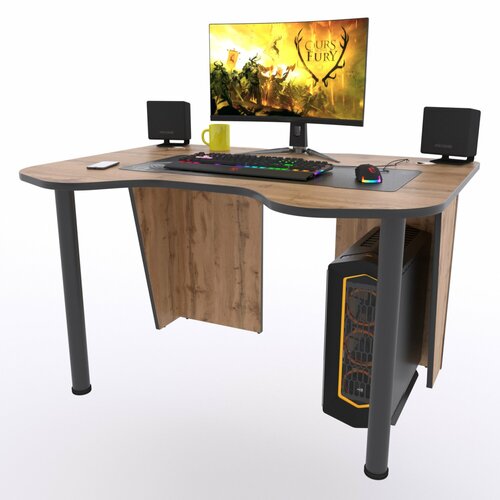 Игровой компьютерный стол "Старк", 120x90x75 см, дуб вотан с чёрной кромкой