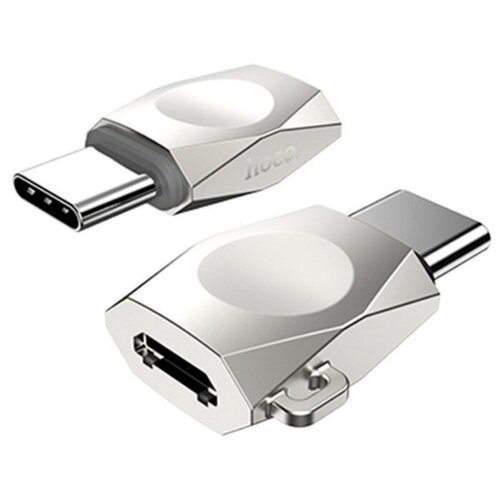 Переходник/адаптер Hoco UA8 USB Type-C - microUSB, 0.1 м, 1 шт., Pearl Nickel