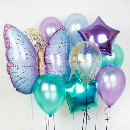 Воздушные шары надутые гелием "Бабочка" 10 шаров