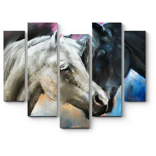 Модульная картина Влюбленная пара лошадей 101x82