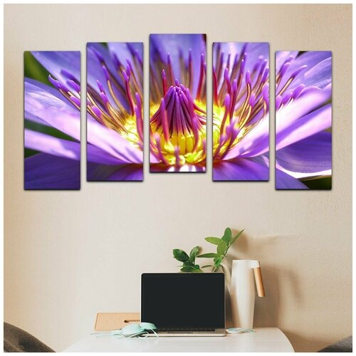 Модульная картина на Стекле - "Лиловый цветок", размер 60х90 см