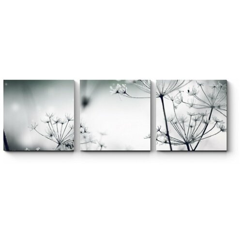 Модульная картина Замерзшие цветы 110x37