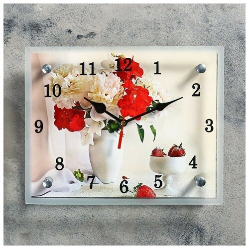Часы настенные, серия: Цветы, "Цветы в вазе", 20х25 см