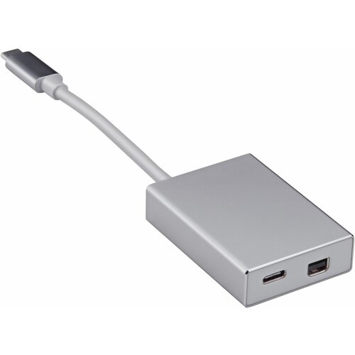 Адаптер Buro BHP USB Type-C (m)-USB Type-C (f)/miniDisplayPort (f), 0,1 м, серебристый