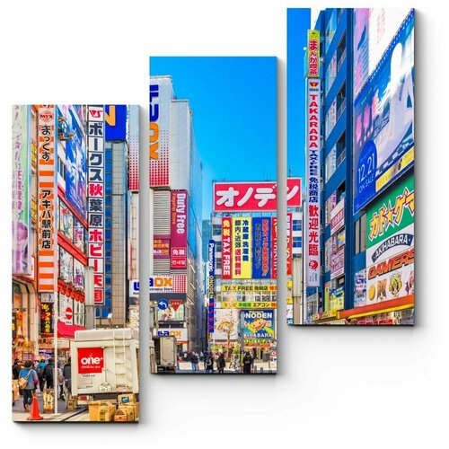 Модульная картина Пестрящий рекламой токийский центр60x64
