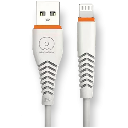 Кабель WUW X151 USB-Lightning 5A, 1M, для быстрой зарядки и передачи данных, белый