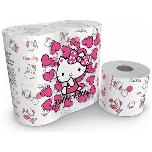 Туалетная бумага World Cart "Hello Kitty" с рисунком, Kartika Collection, 3 слоя, 4 рул/200 л
