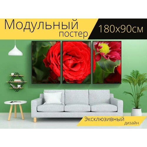 Модульный постер "Букет, цветочный, цветок" 180 x 90 см. для интерьера