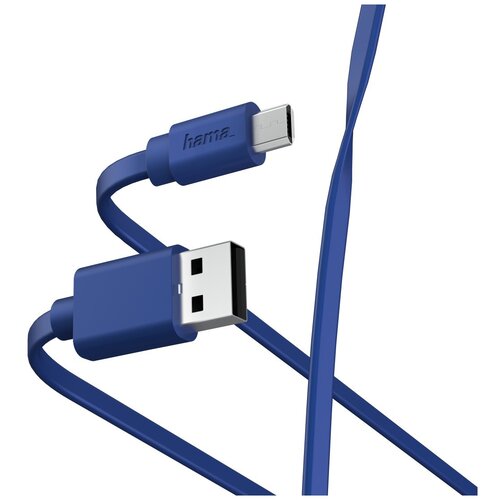 Кабель Hama 00187226 USB (m)-micro USB (m) 1 м, синий, плоский